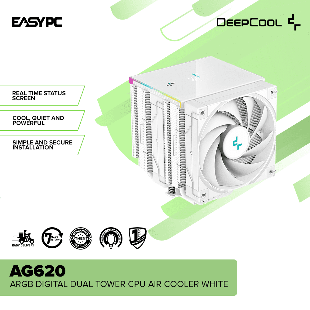 Deepcool AG620 ARGB Digital Dual Tower CPU Air Cooler white – EasyPC