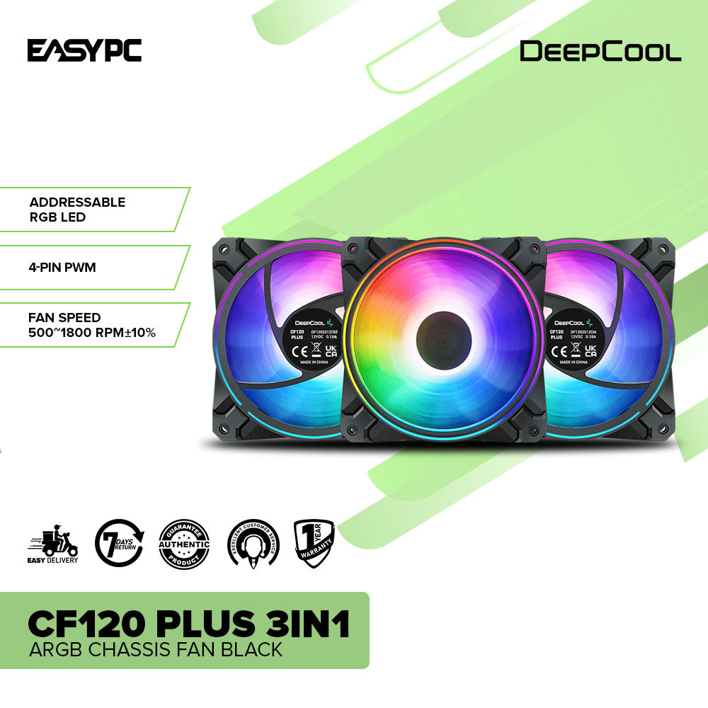 Deepcool CF120 Plus 3in1 ARGB Chassis Fan Black – EasyPC