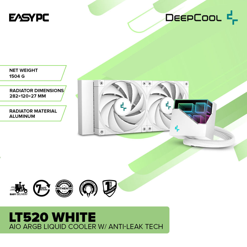 Deepcool LT520 AIO ARGB Liquid Cooler w/ Anti-Leak Tech White – EasyPC