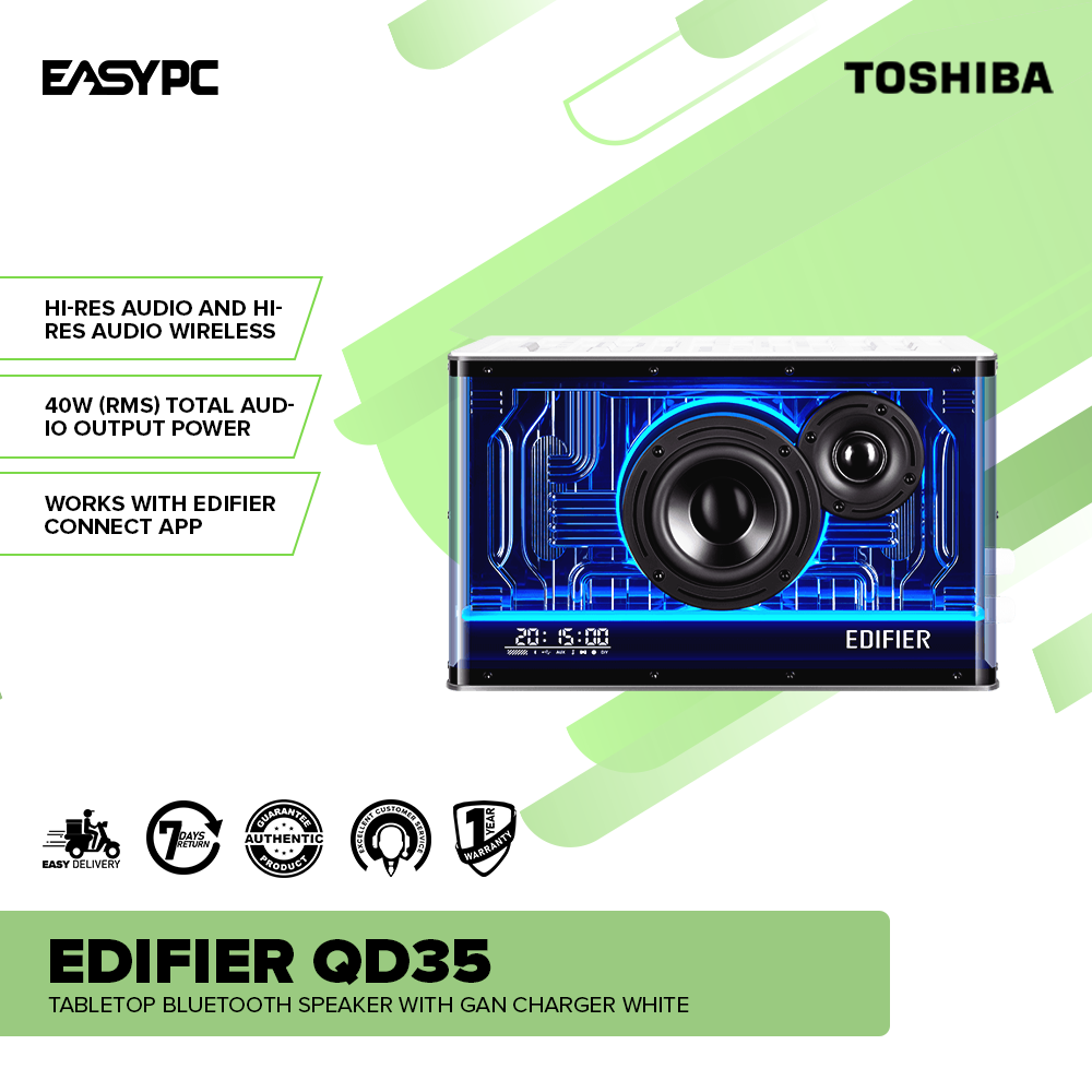 Edifier QD35 Tabletop Bluetooth Speaker with GaN charger White – EasyPC