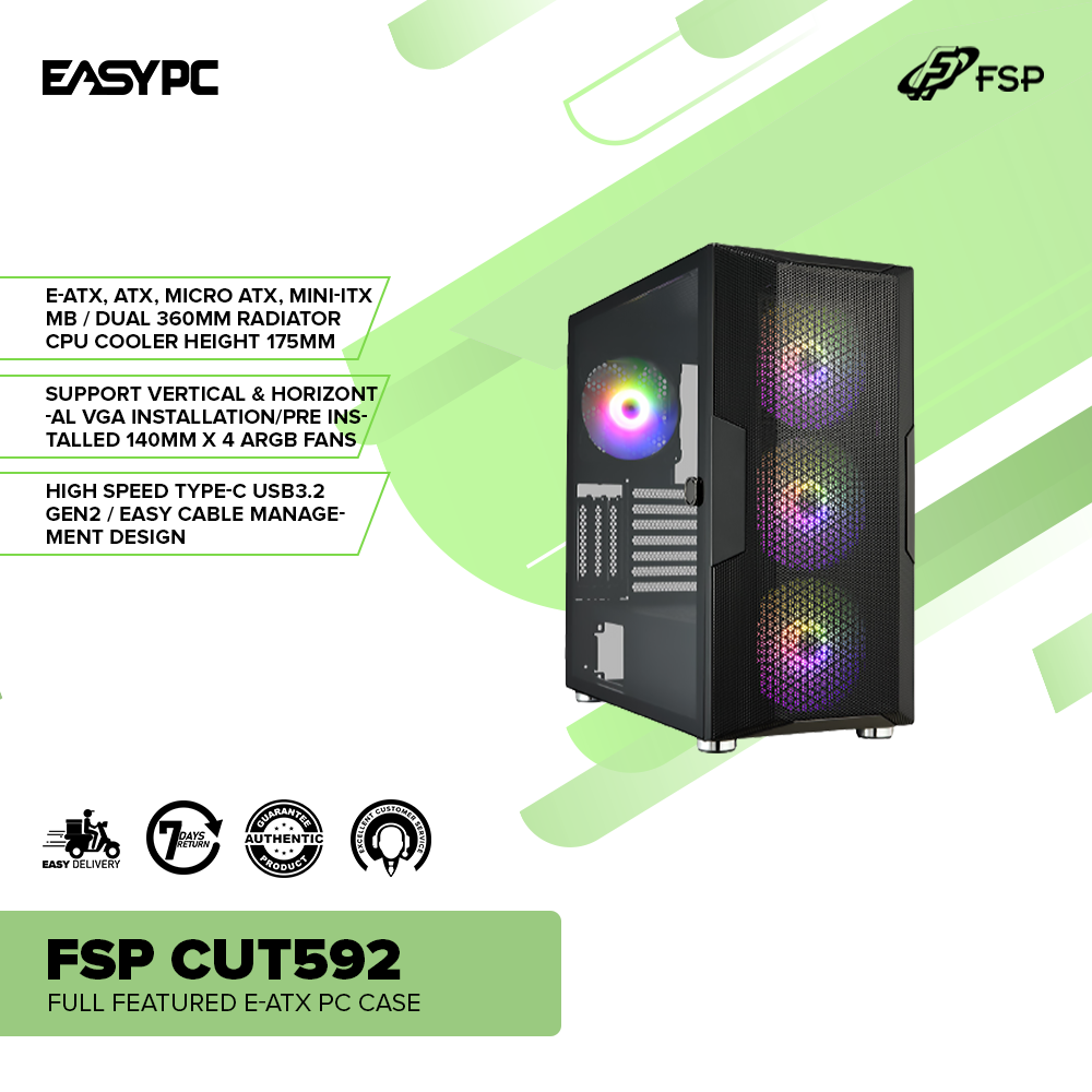 FSP CUT592 Full-Featured E-ATX PC CASE – EasyPC
