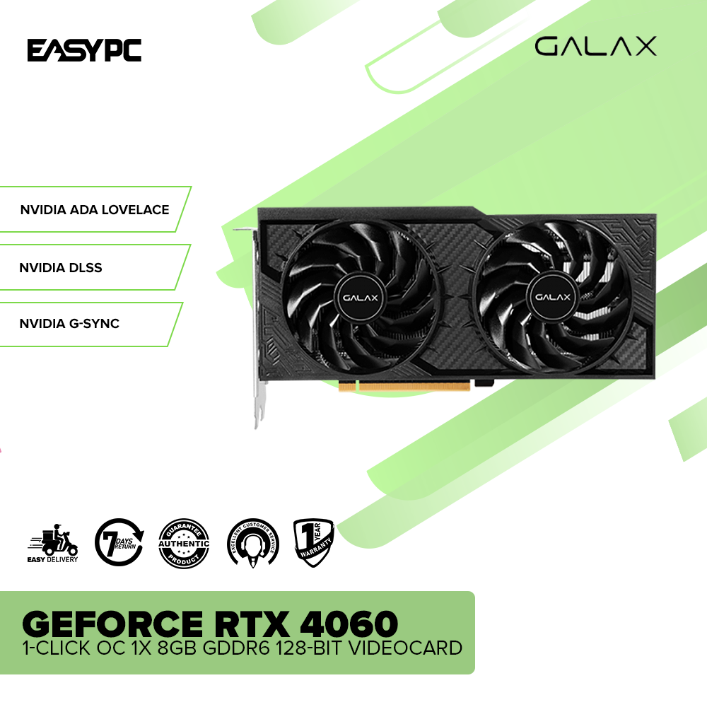 GALAX NVIDIAÂ® GeForce RTXÂ™ 4060 1-Click OC 1X 8GB GDDR6 128-bit Vide ...