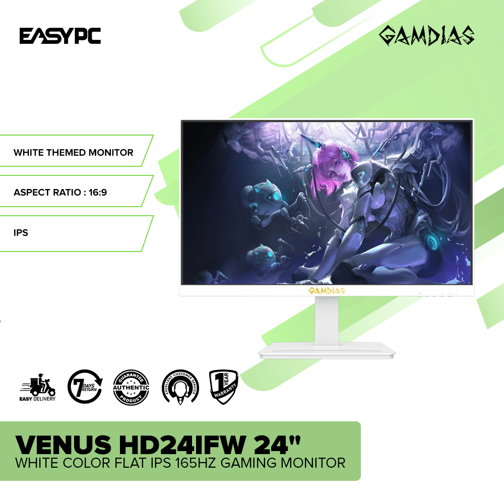 GAMDIAS VENUS HD24IFW 24" White color Flat IPS 165Hz Gaming Monitor ...