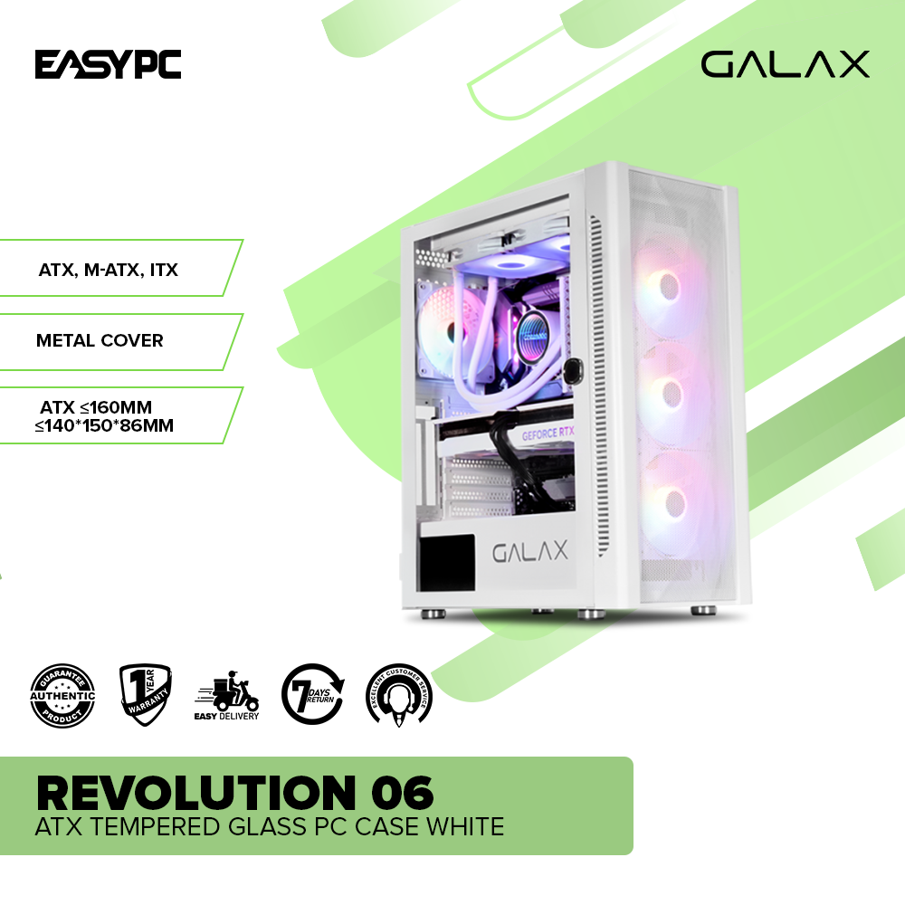 Galax Revolution 06 ATX Tempered Glass PC Case white – EasyPC