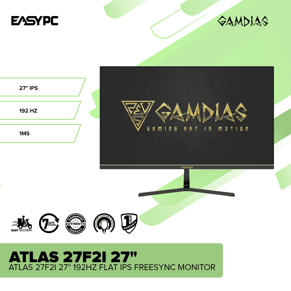 Gamdias Atlas 27F2I 27" 192HZ FLAT IPS Freesync Monitor – EasyPC