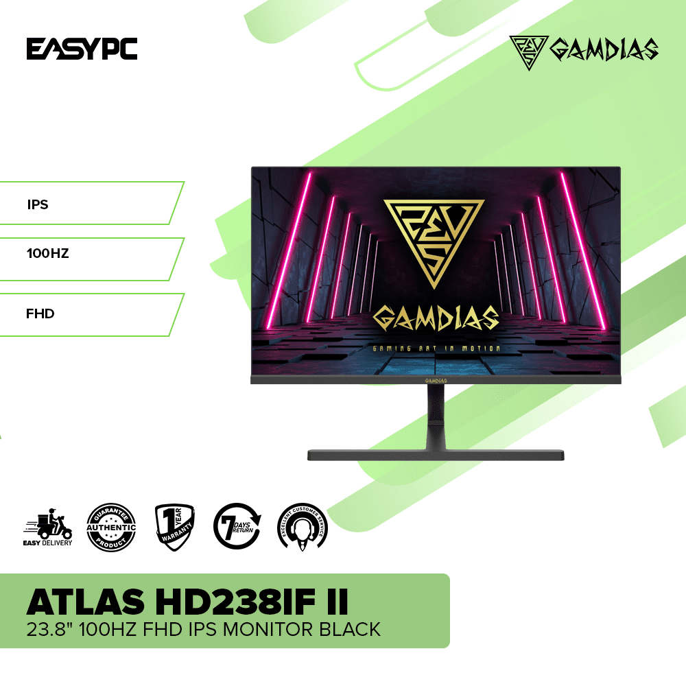 Gamdias Atlas HD238IF II 23.8" 100HZ FHD IPS Monitor Black – EasyPC