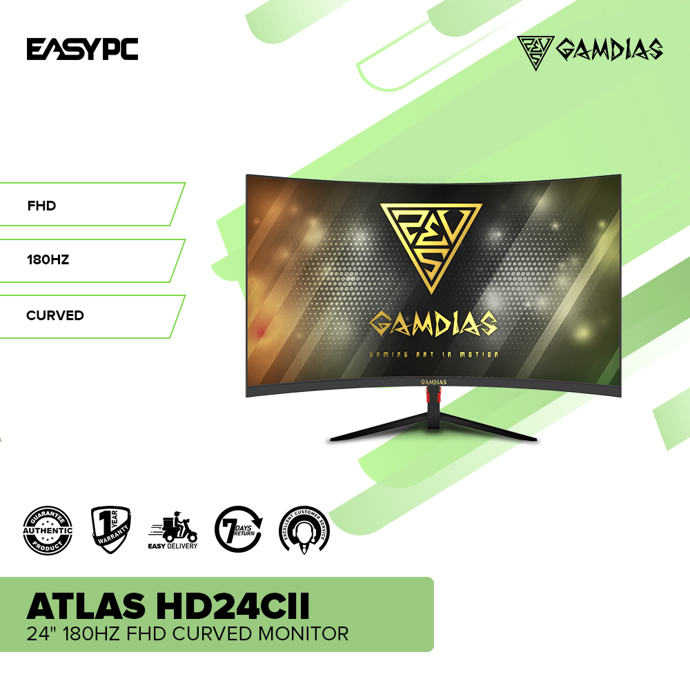 Gamdias Atlas HD24CII 24" 180HZ FHD Curved Monitor – EasyPC