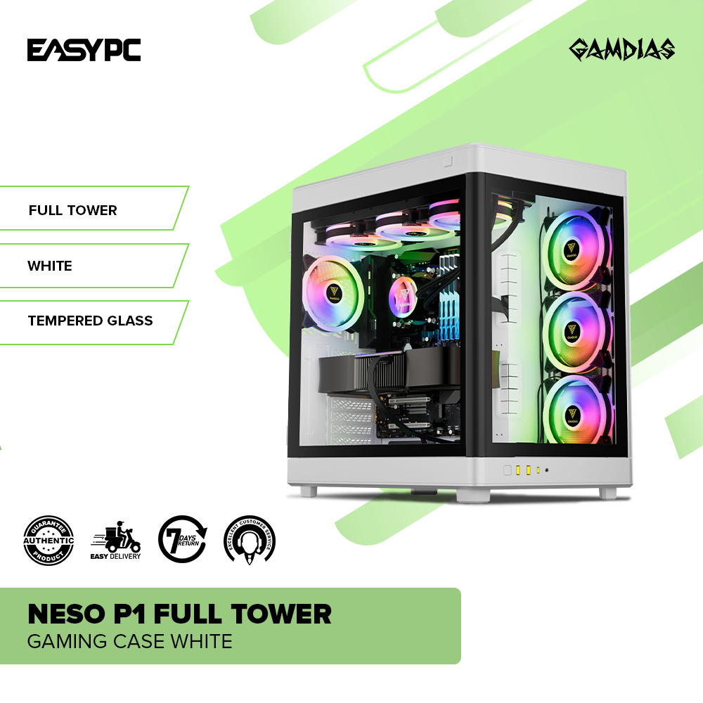 Gamdias Neso P1 Full Tower Gaming Case White – EasyPC