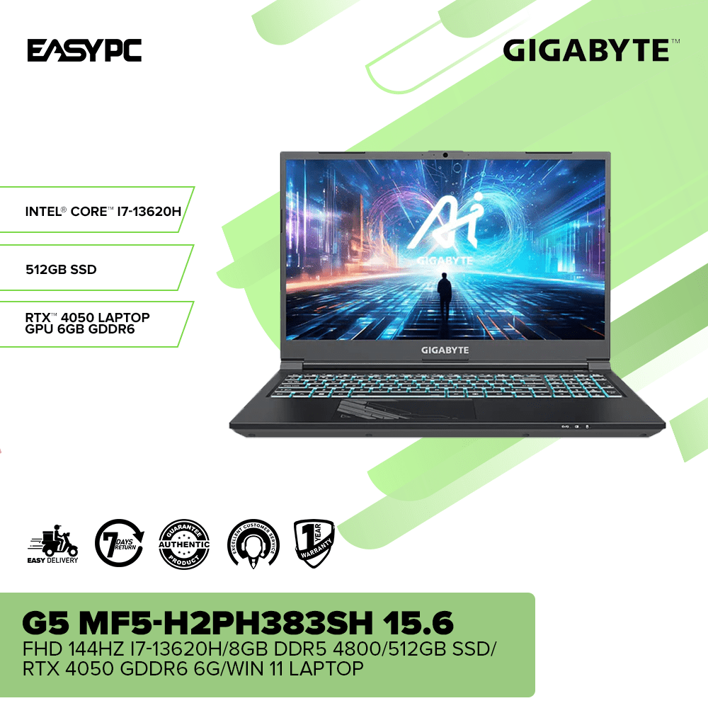 Gigabyte G5 MF5-H2PH383SH 15.6 FHD 144Hz i7-13620H/8GB DDR5/512GB SSD ...