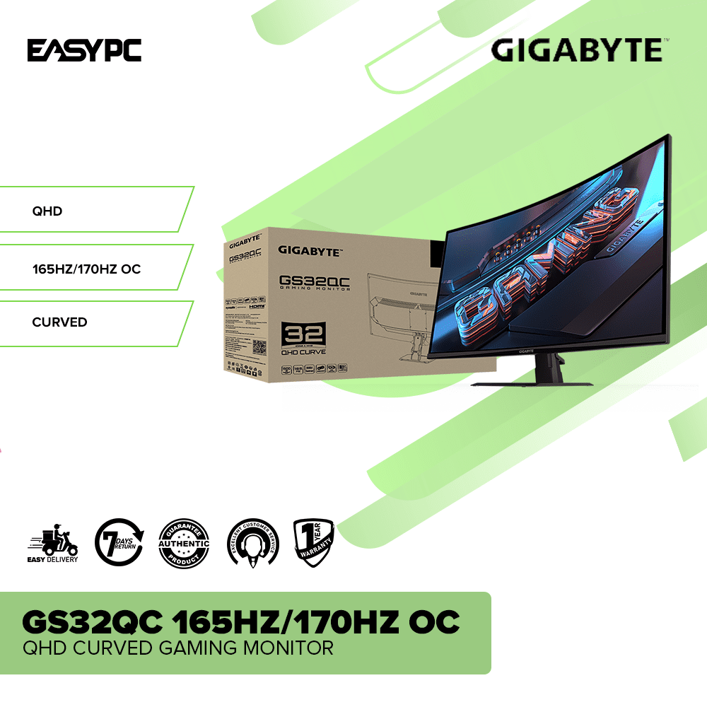 Gigabyte GS32QC 165HZ/170HZ OC QHD Curved Gaming Monitor – EasyPC