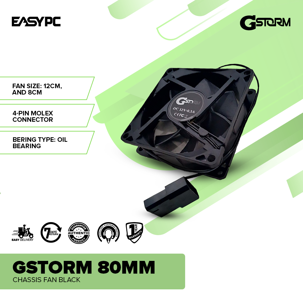 Gstorm 80mm Chassis Fan Black Silent – EasyPC