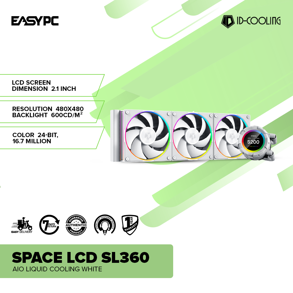 ID Cooling SPACE LCD SL360 AIO Liquid Cooling White – EasyPC