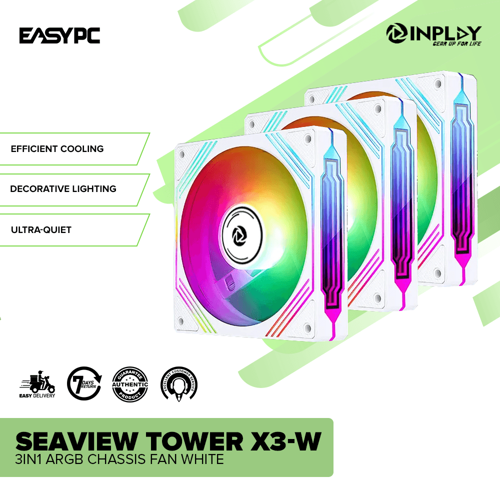 Inplay Seaview Tower X3-W 3in1 ARGB Chassis Fan White – EasyPC