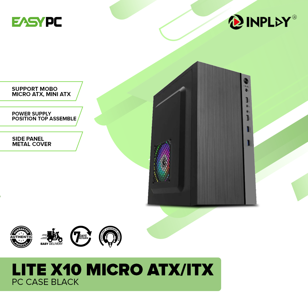 Inplay lite X10 Micro ATX/ITX PC Case Black – EasyPC