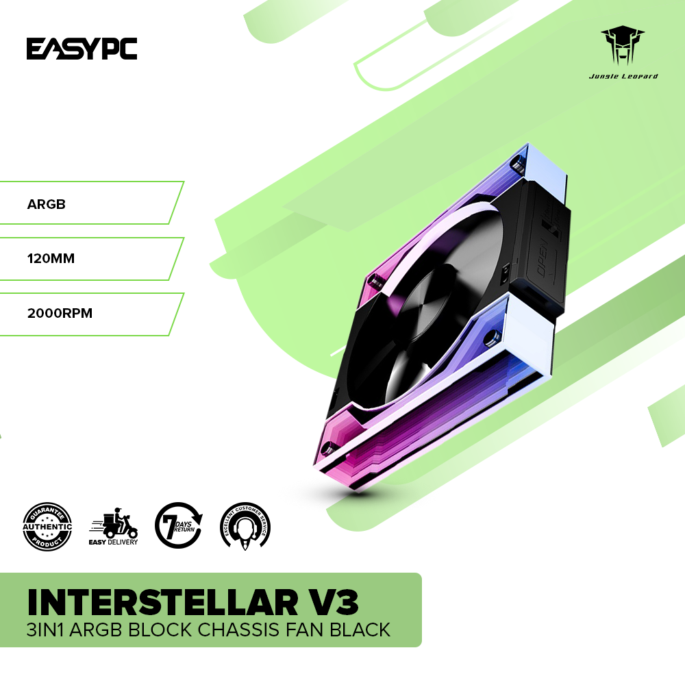 Jungle Leopard 3in1 ARGB Interstellar V3 Block Chassis Fan Black – EasyPC