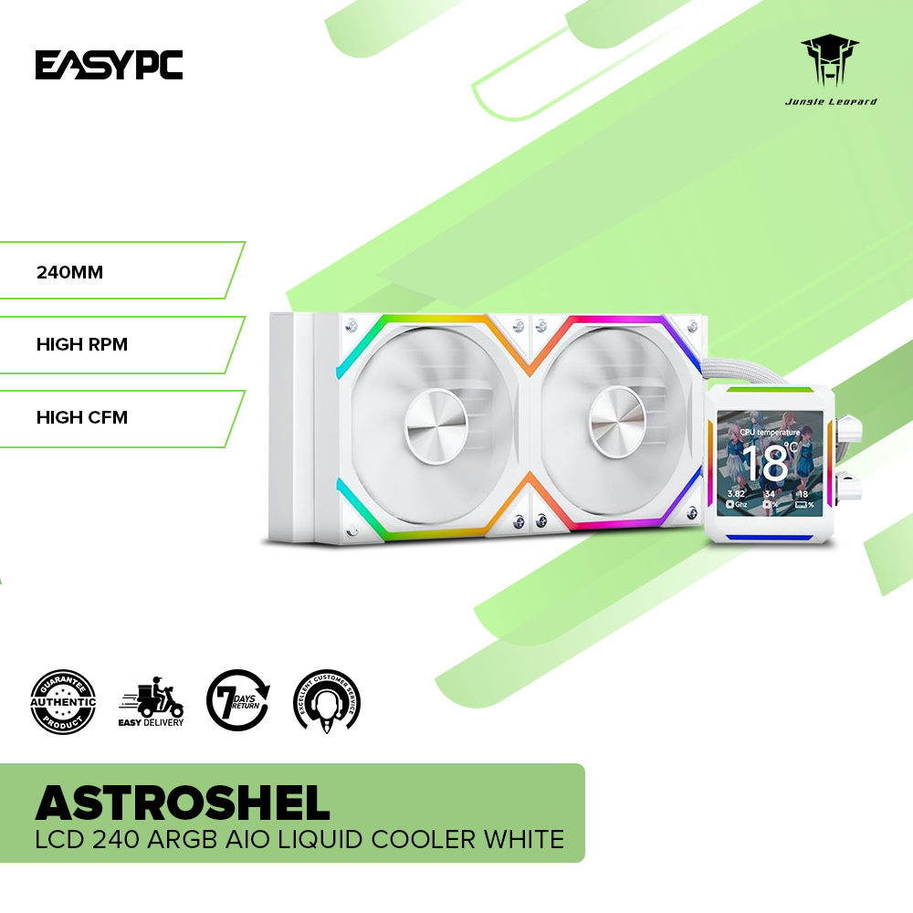 Jungle Leopard Astroshel LCD 240 ARGB AIO Liquid Cooler White – EasyPC