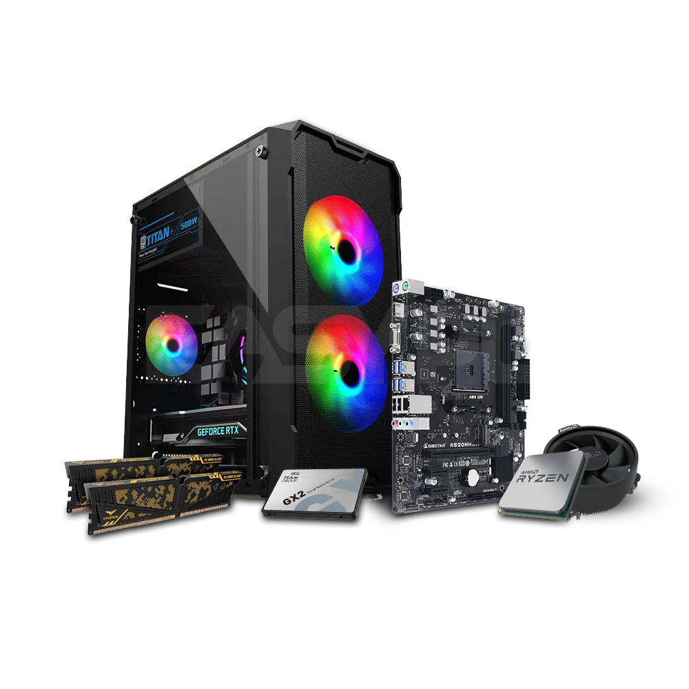 Ryzen 7 5700G / A520 / 2x8GB DDR4 / 512GB SSD / MATX Pc Case w/ PSU De ...