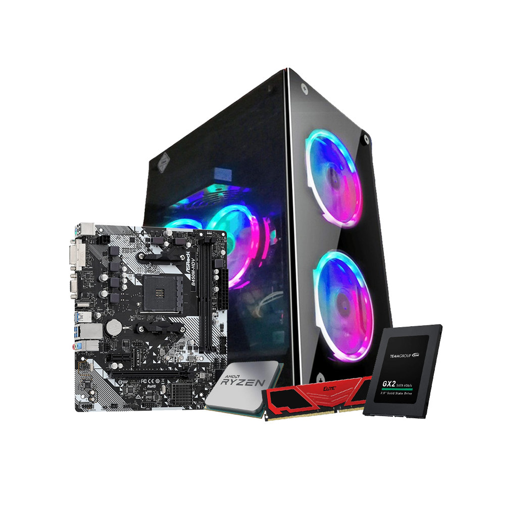 AMD Ryzen 5 5500GT Gaming PC Bundle - 8GB RAM 256GB SSD Desktop Comput ...