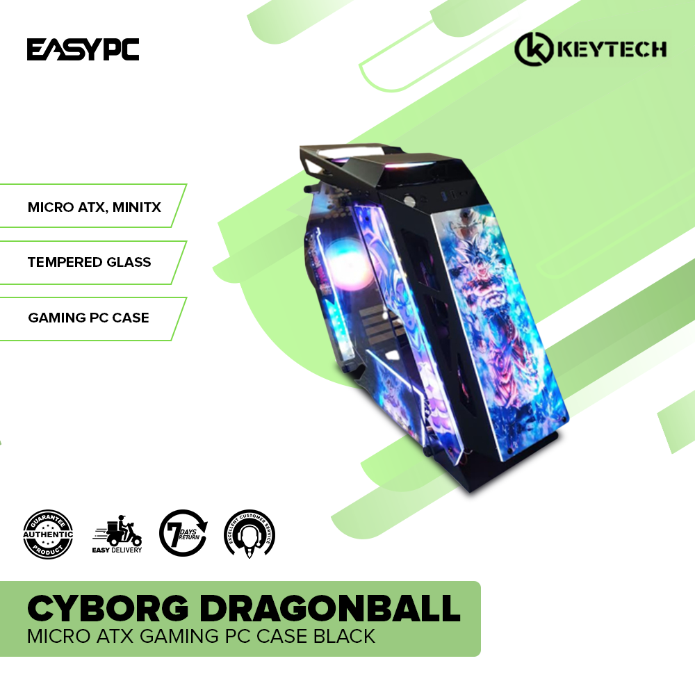 Keytech Cyborg DragonBall Micro ATX Gaming PC Case Black – EasyPC