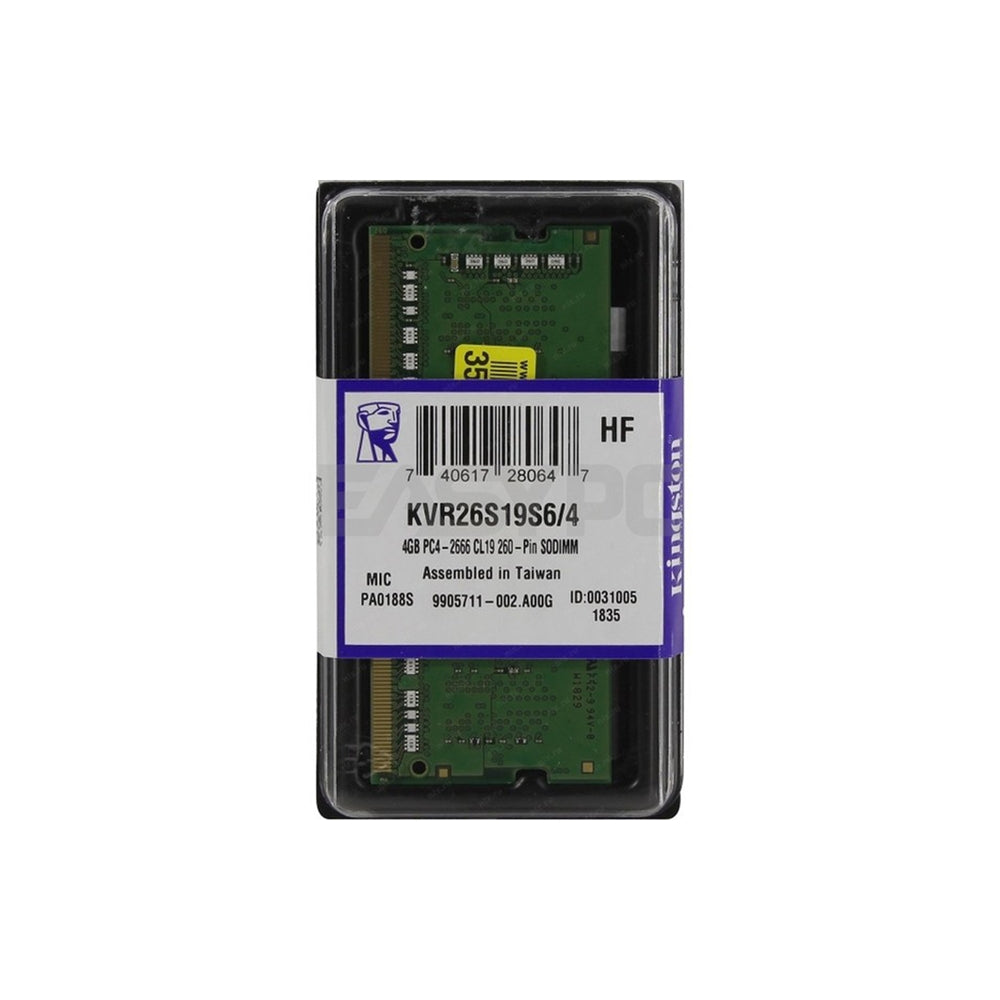 Kingston KVR26S19S6/4 4GB 1x4 2666MHz DDR4 Sodimm Memory RAM – EasyPC