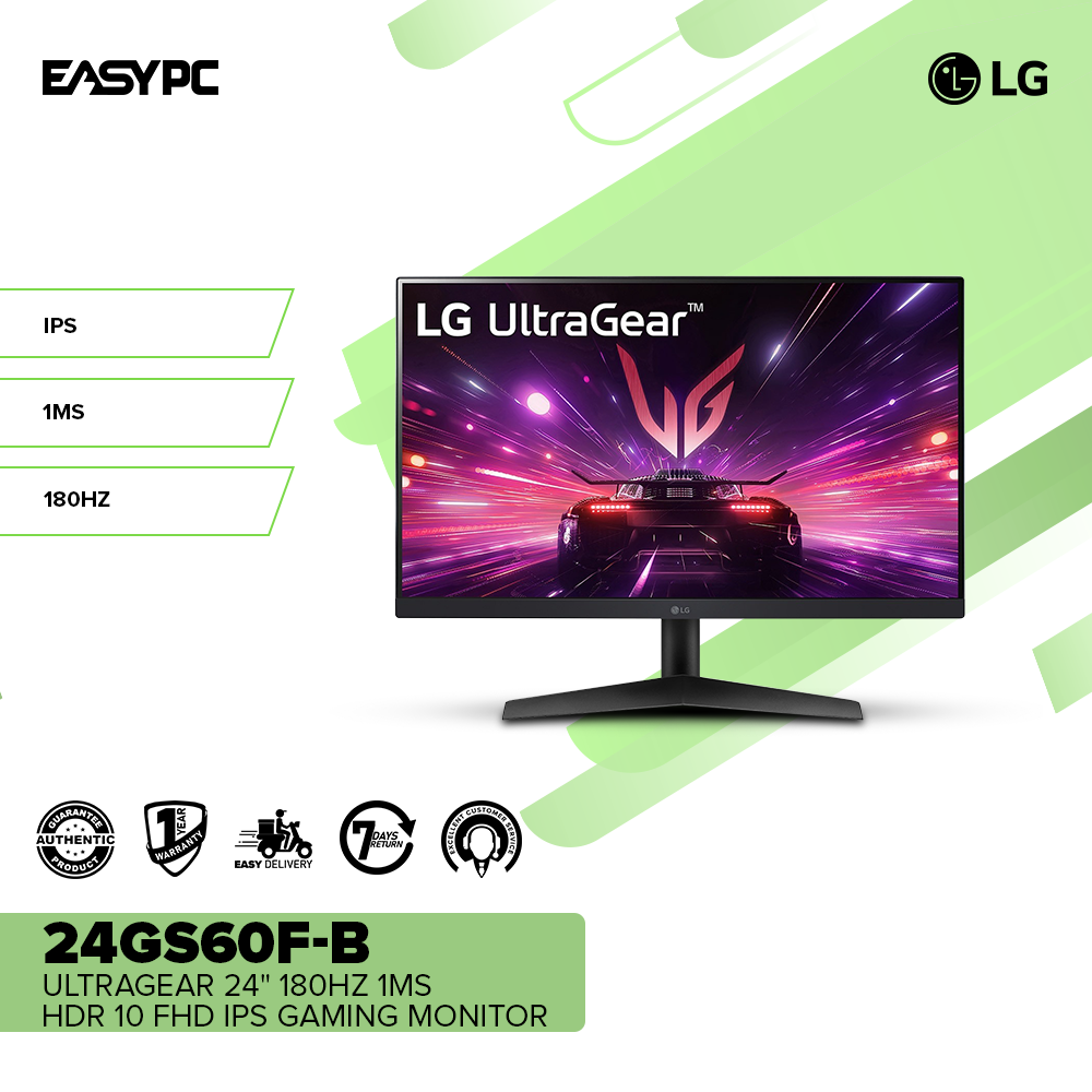 LG 24GS60F-B UltraGear 24" 180HZ 1MS HDR 10 FHD IPS Gaming Monitor – EasyPC