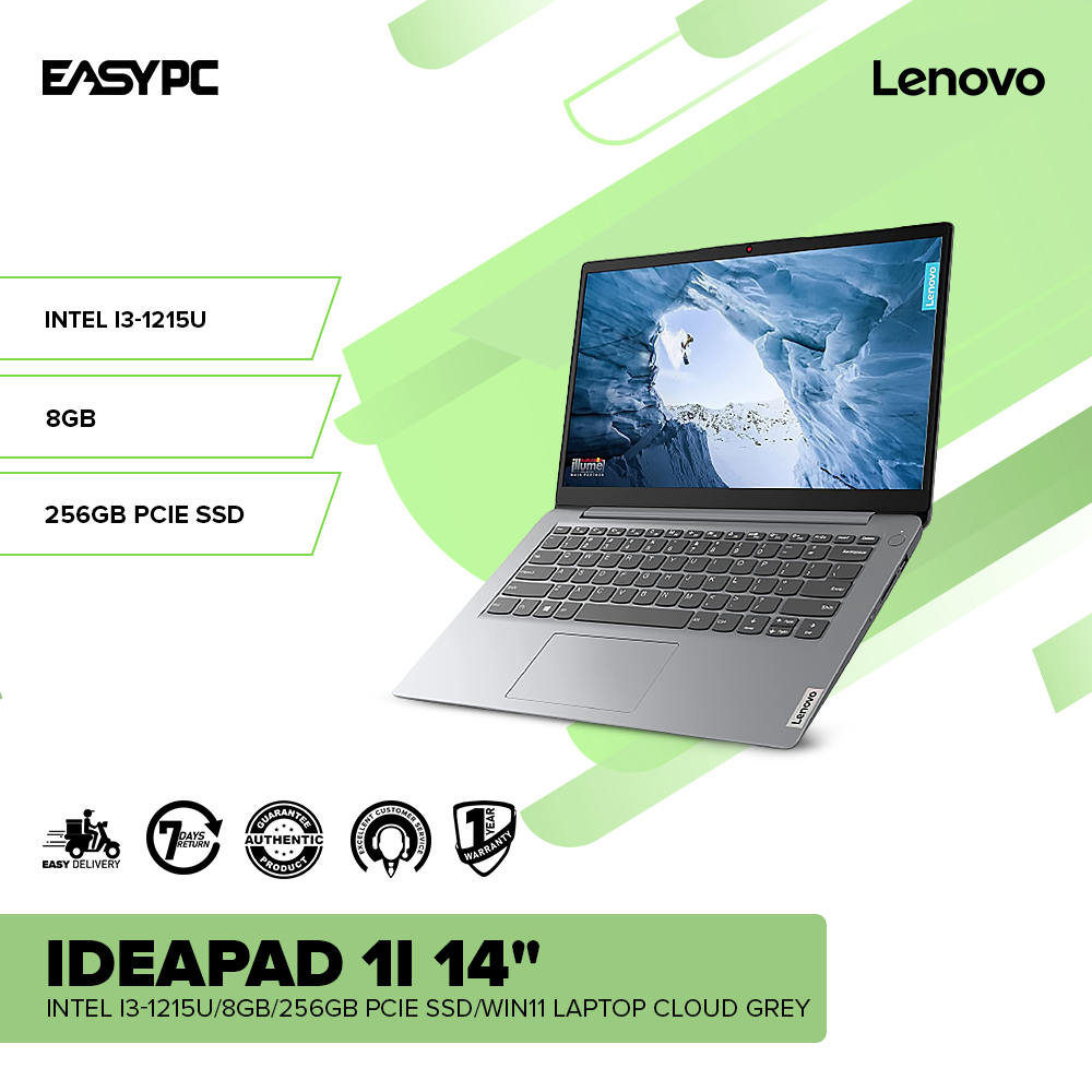 Lenovo IdeaPad 1i 14" Intel i3-1215U/8GB/256GB PCIe SSD/Win11 Laptop C ...