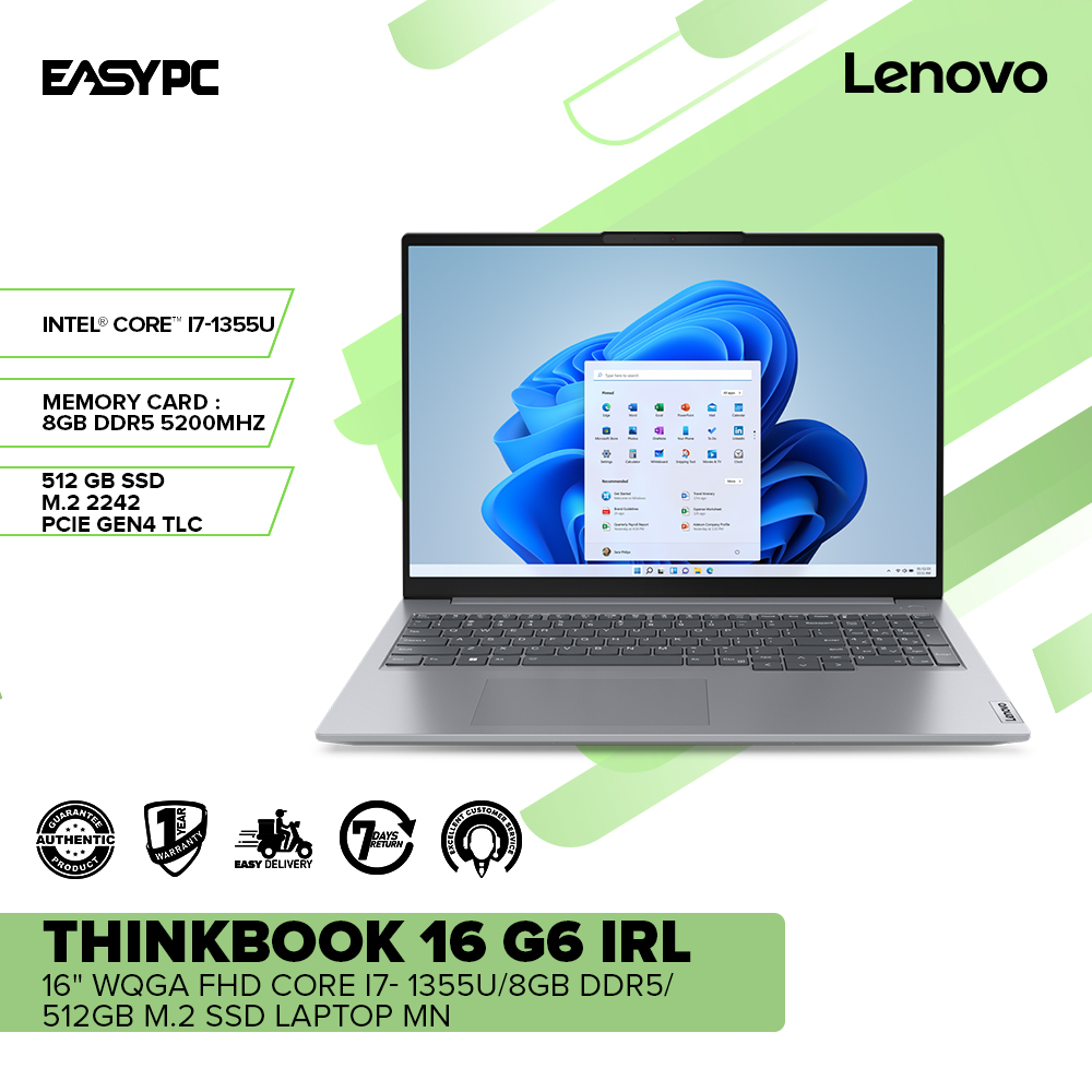 Lenovo ThinkBook 16 G6 IRL 16" WQGA FHD Intel Core i7- 1355U /8GB DDR4 – EasyPC