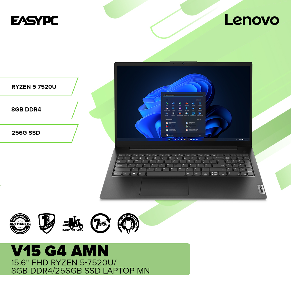 Lenovo V15 G4 AMN Business Laptop AMD Ryzen 5-7520U 8GB 256GB SSD 15.6 ...