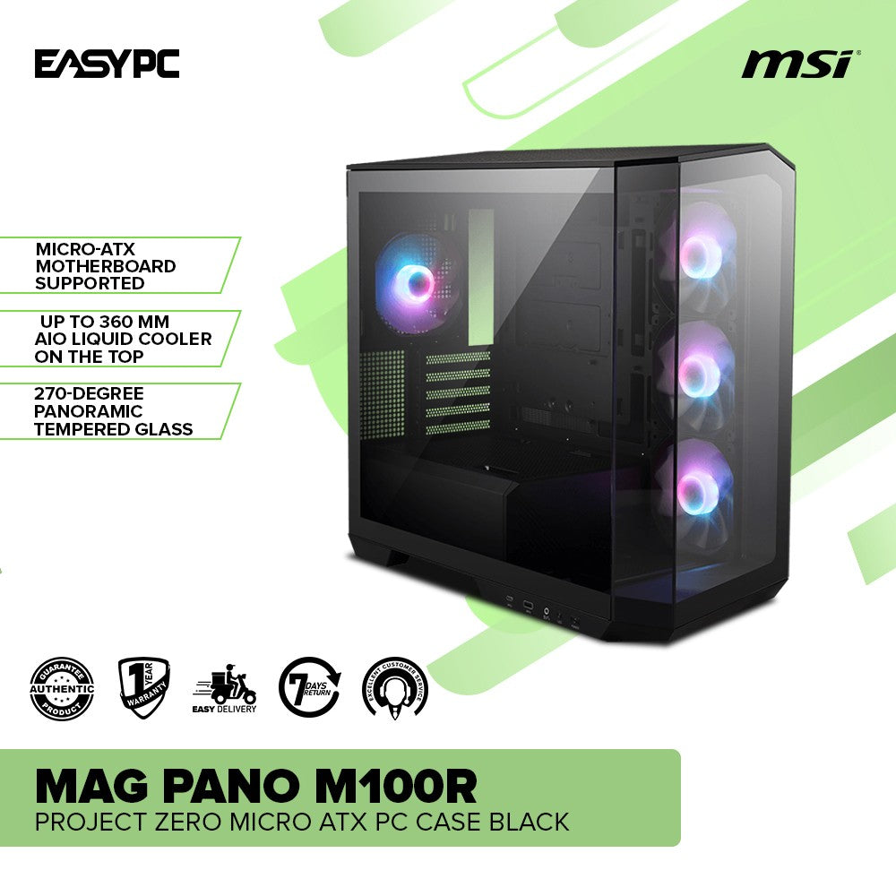 MSI MAG PANO M100R Project Zero Micro ATX PC Case Black – EasyPC