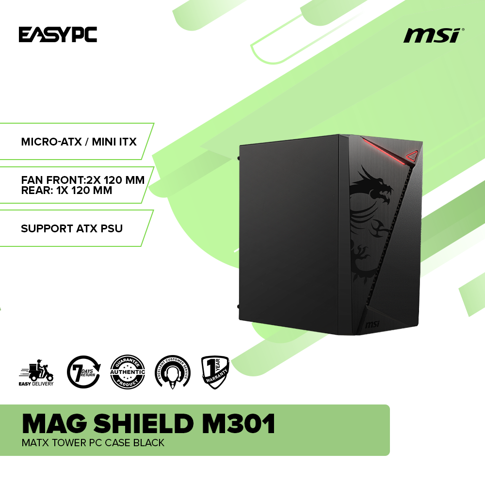 MSI MAG Shield M301 Matx Tower PC Case Black – EasyPC