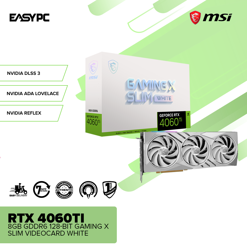 MSI NVIDIAÂ® GeForce RTXÂ™ 4060Ti 8GB GDDR6 128-bit Gaming X Slim Vide ...
