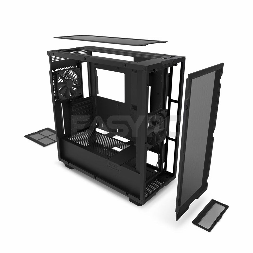 NZXT H7 Flow CM-H71FB-R1 ATX Tempered Glass Gaming PC Case RGB Black ...