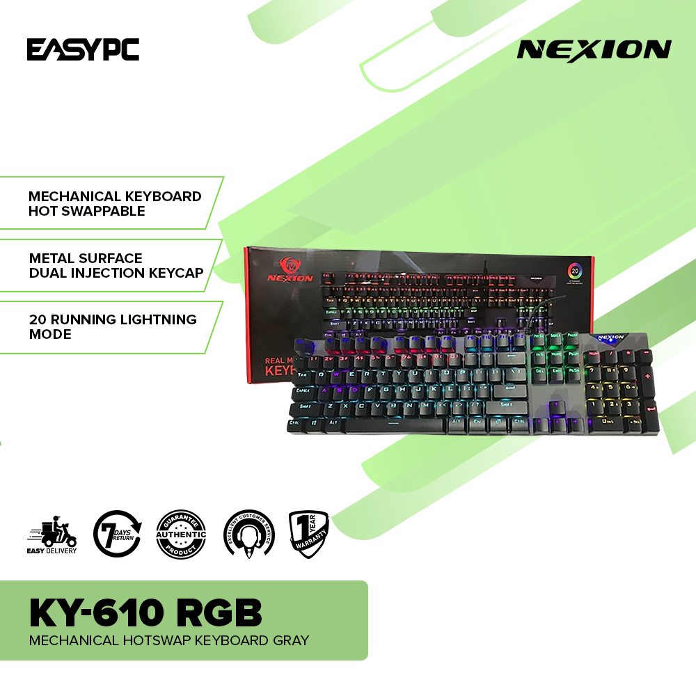 Nexion KY-610 RGB Mechanical Hotswap Keyboard Gray – EasyPC