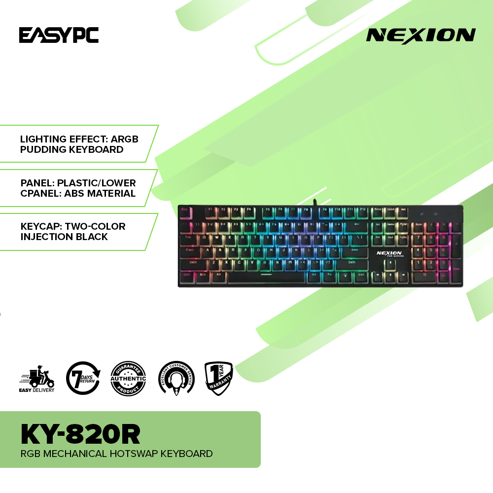Nexion KY-820R RGB Mechanical Hotswap Keyboard – EasyPC