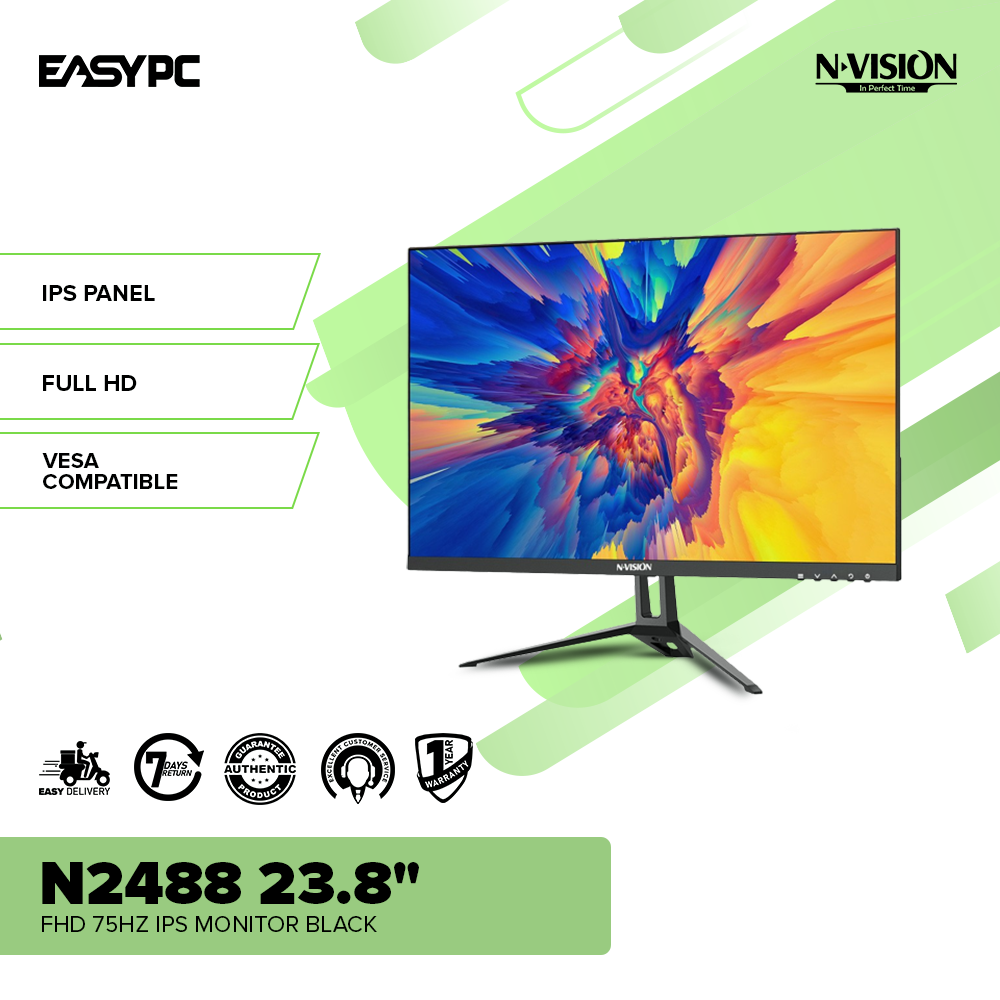 Nvision N2488 23.8" FHD 75Hz IPS Monitor Black – EasyPC