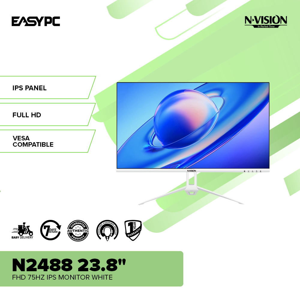 Nvision N2488 23.8" FHD 75Hz IPS Monitor White – EasyPC