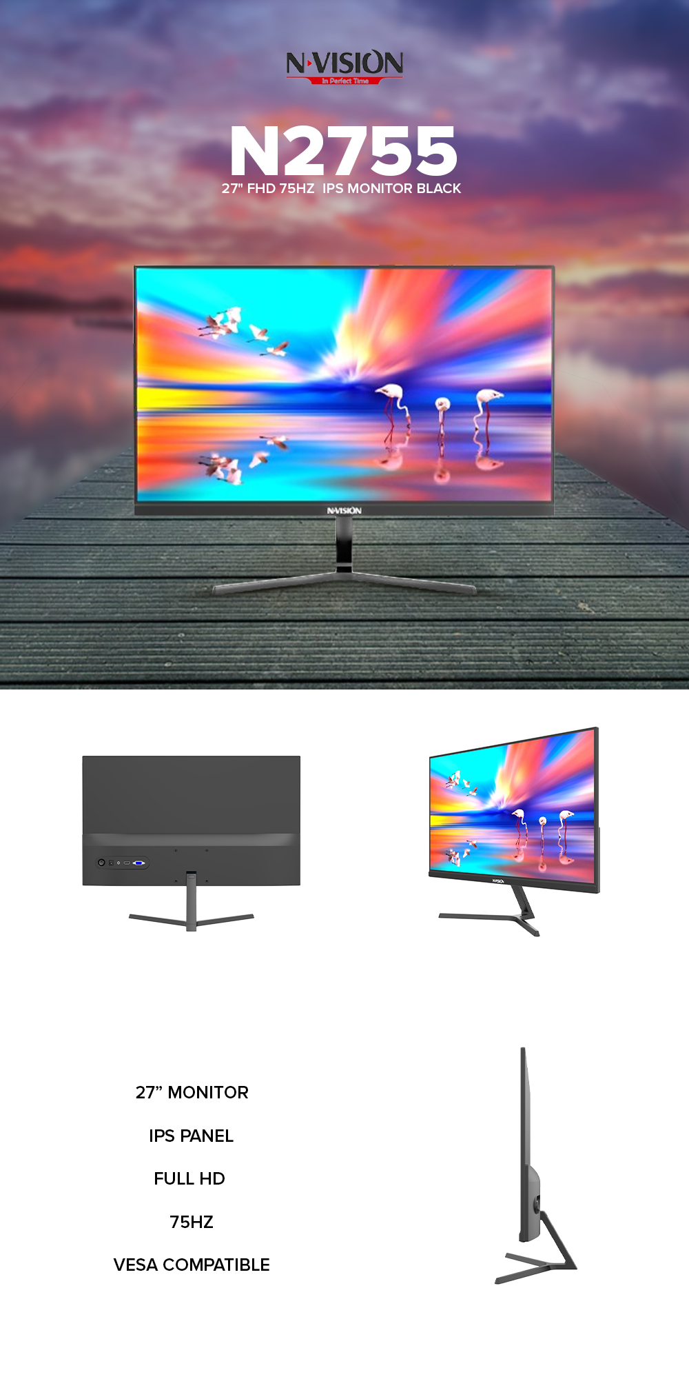 Nvision N2755 27 Fhd 75hz Ips Monitor Black Easypc