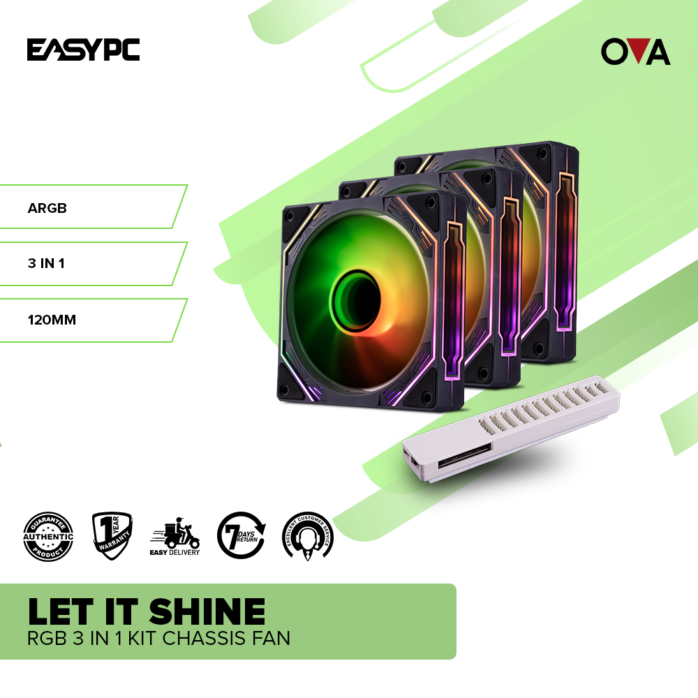 OVA RGB LET IT SHINE 3 IN 1 KIT CHASSIS FAN – EasyPC