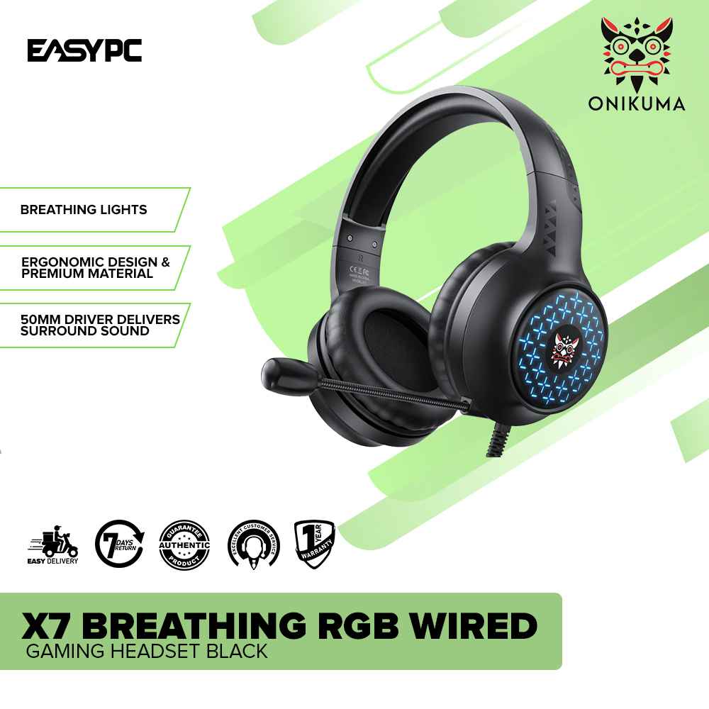 Onikuma X7 Breathing RGB Wired Gaming Headset Black – EasyPC