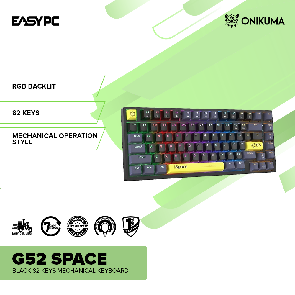Onikuma G52 SPACE Black 82 Keys Mechanical Keyboard – EasyPC