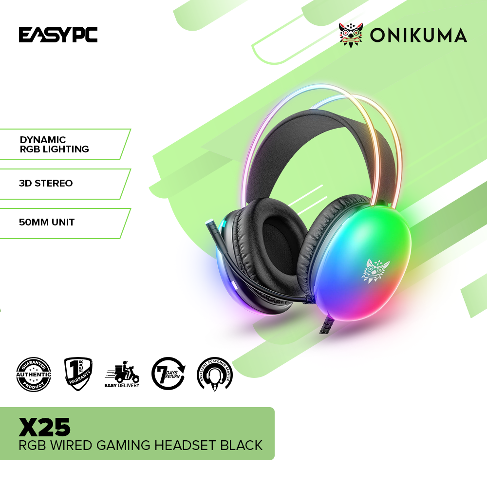 Onikuma X25 RGB Wired Gaming Headset Black – EasyPC