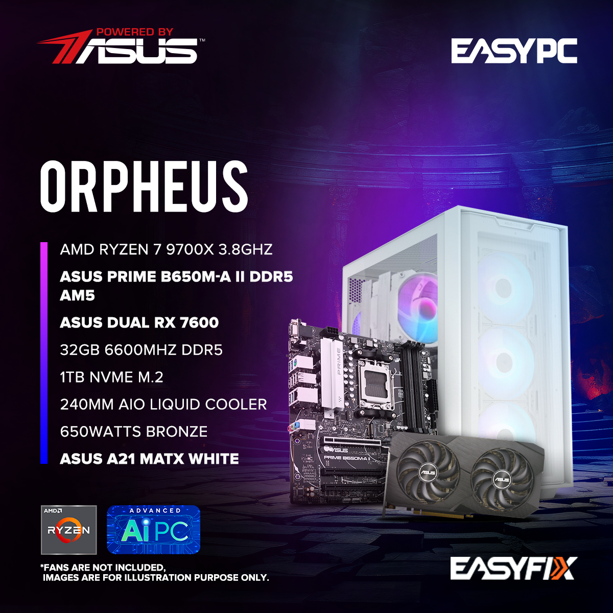 Orpheus Asus B650M-A | ASUS RX 7600 | RYZEN 7 9700X – EasyPC