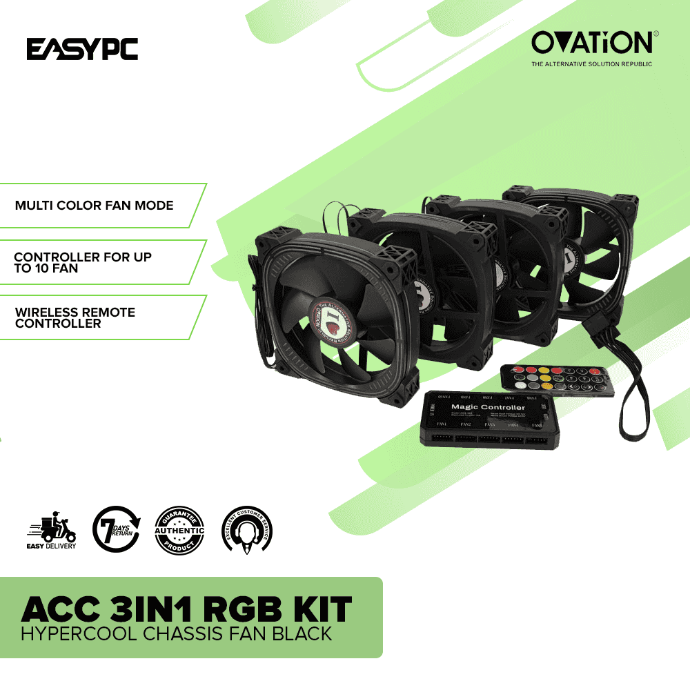 Ovation ACC 3in1 RGB Kit Hypercool Chassis Fan Black – EasyPC