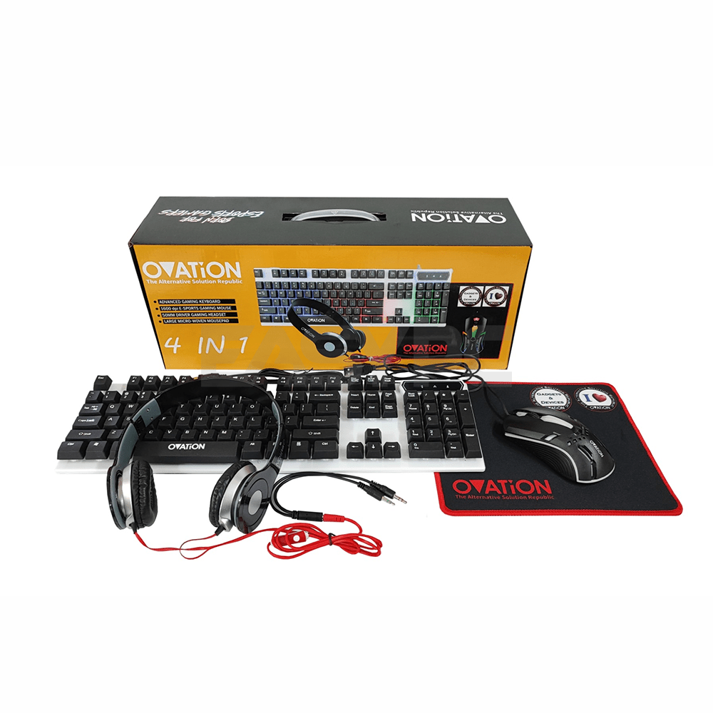 Ovation ACC 4in1 Kit RGB Keyboard,Mouse,Headset,Mousepad Combo Black ...