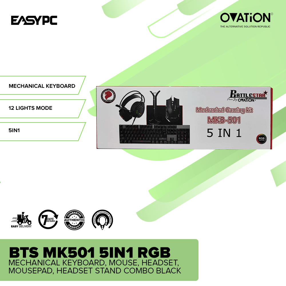 Ovation BTS MK501 5in1 RGB Mechanical Keyboard,Mouse,Headset,Mousepad ...