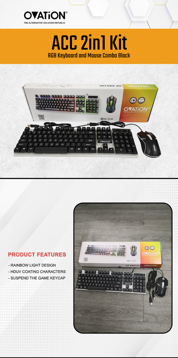 Ovation ACC 2in1 Kit RGB Keyboard and Mouse Combo Black – EasyPC