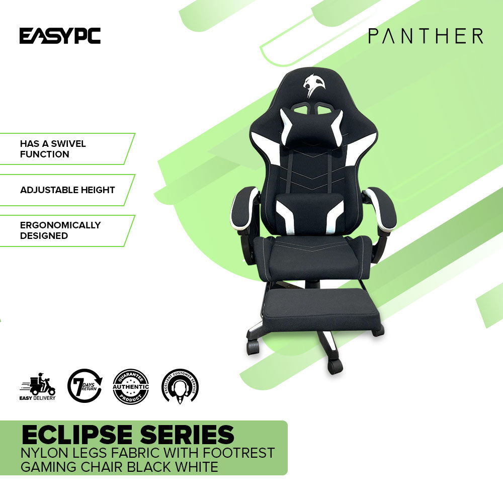 Panther Eclipse Series Nylon Legs Fabric with Footrest Gaming Chair Bl ...