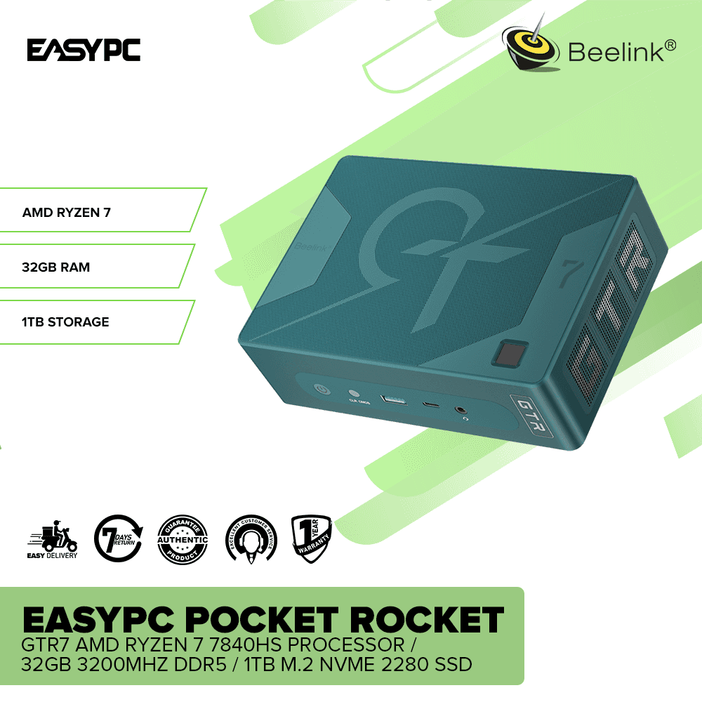 Pocket Rocket Beelink GTR7 AMD Ryzen 7 7840HS Processor / 32GB 3200MHZ ...