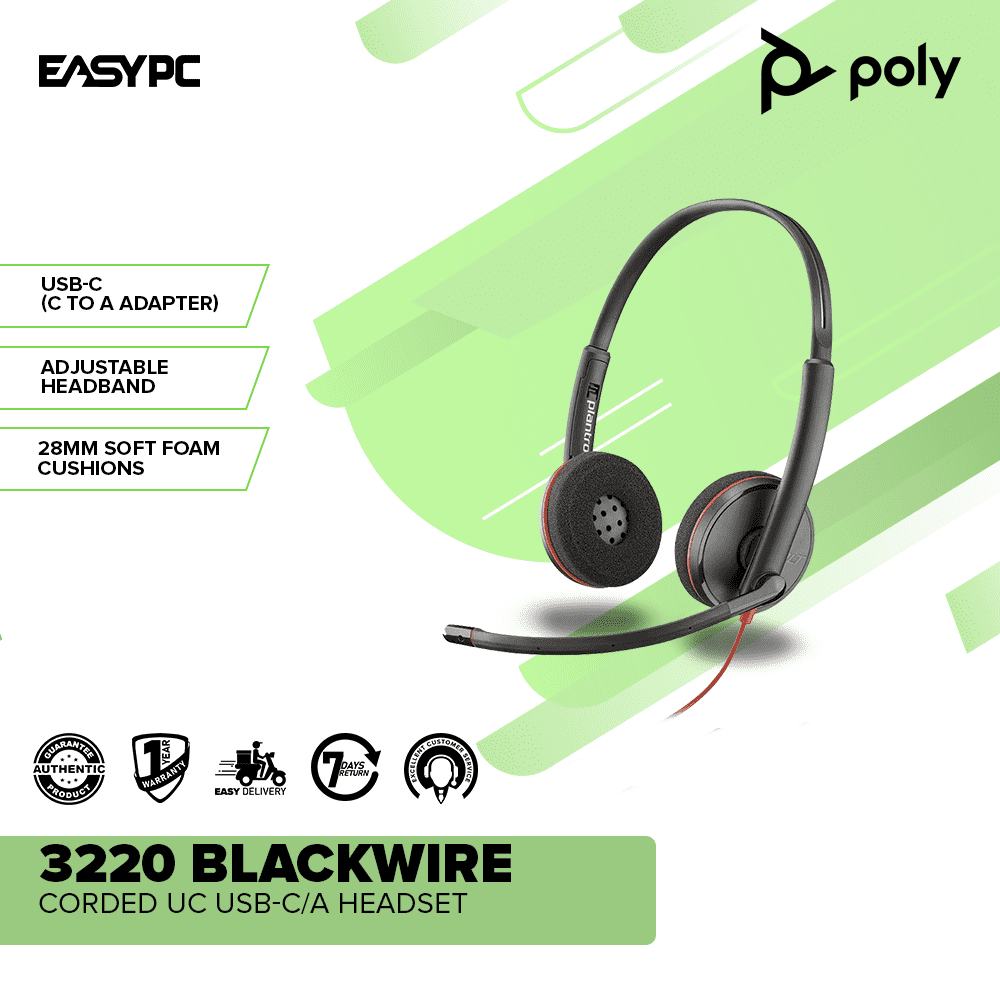 Poly 3220 Blackwire Corded UC USB-C/A Headset – EasyPC
