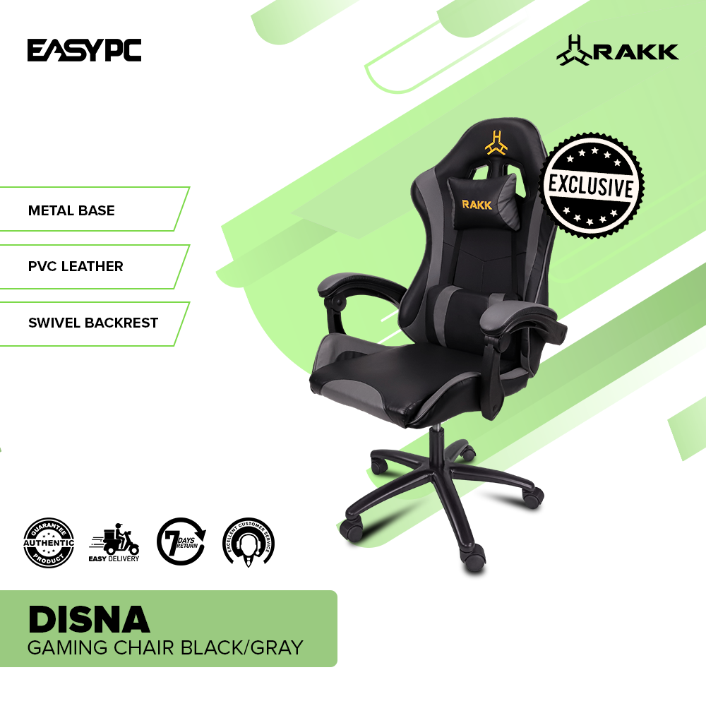 RAKK DISNA Gaming Chair Black/Gray – EasyPC
